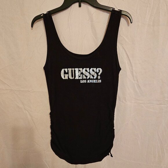 Guess | Tops | Vintage Guess Black Tank Top Crystal On Silver Stone ...